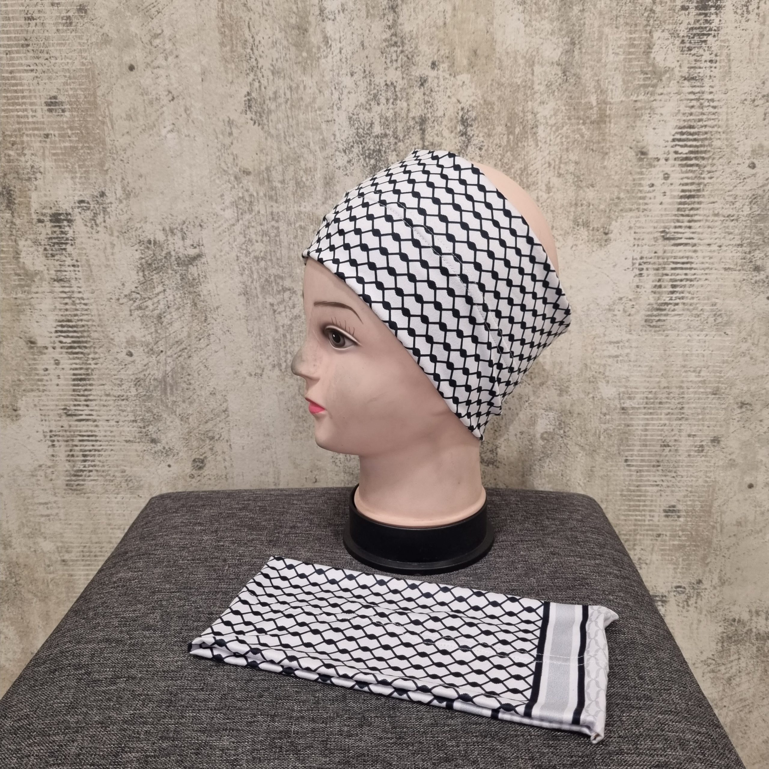 PALESTINE KEFFIYAH BAND-WHITE/BLACK – Al-Shazia