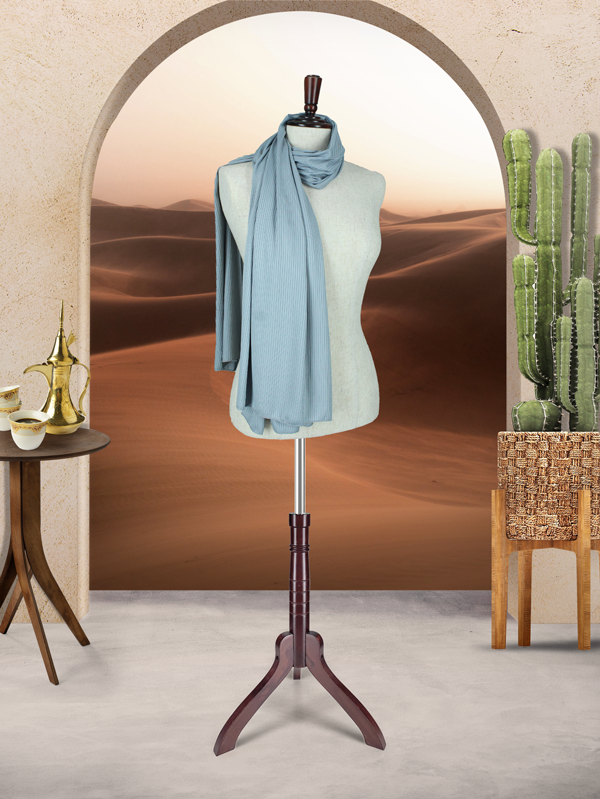 RIBBED STRETCH SCARF – LIGHT GREY – Al-Shazia